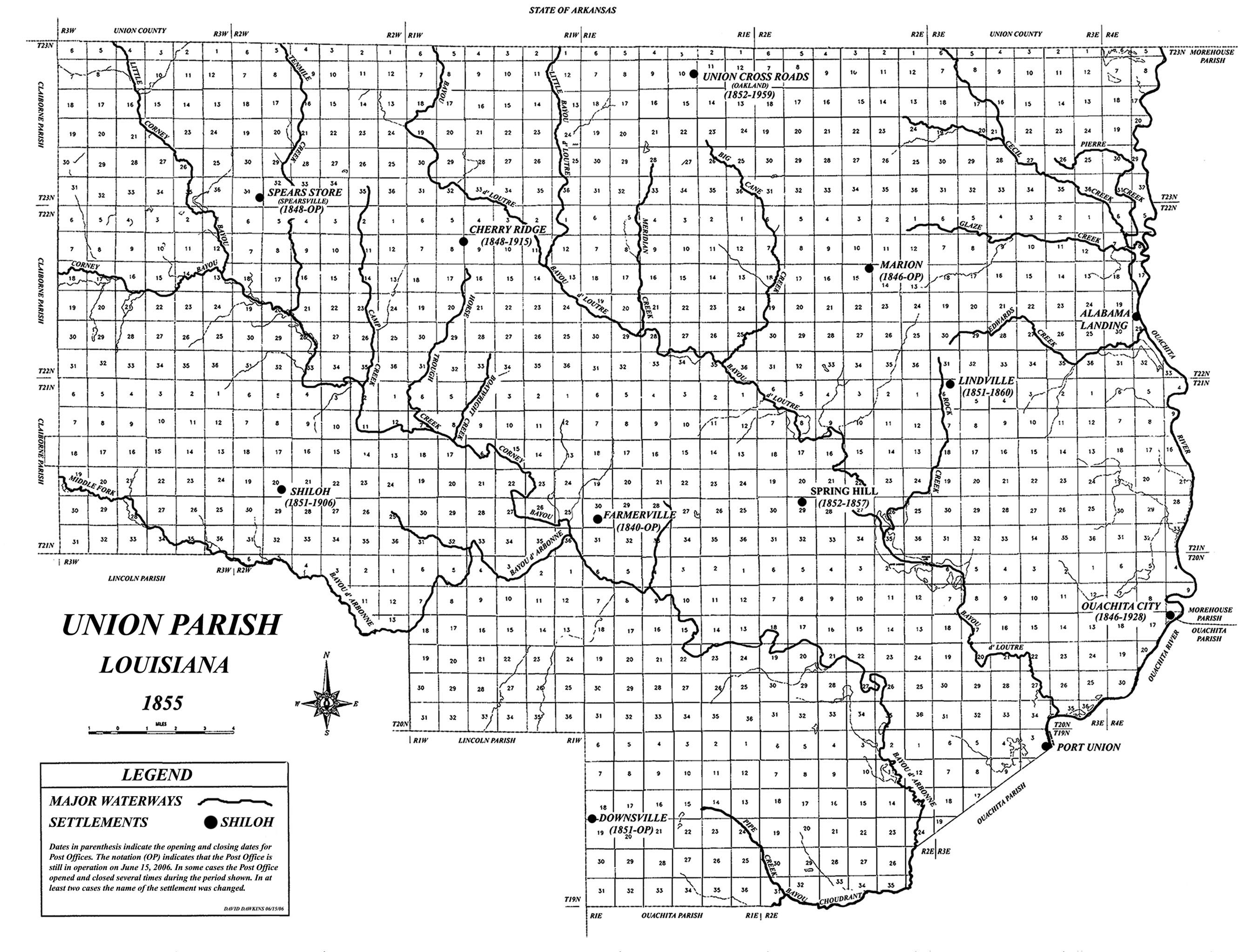 USGenArchives 1855 Union Parish Louisiana Map
